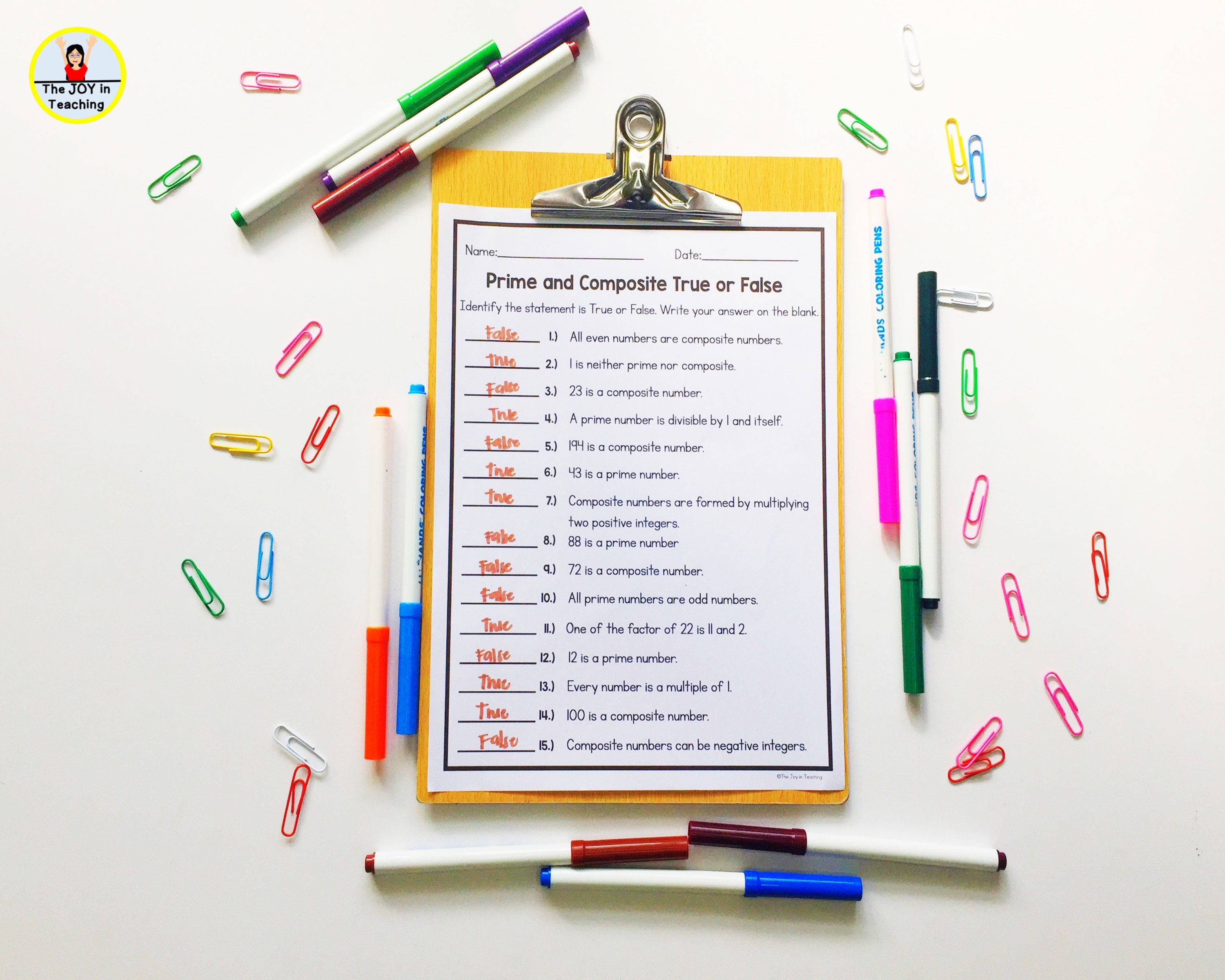 Prime and Composite Worksheet - Etsy