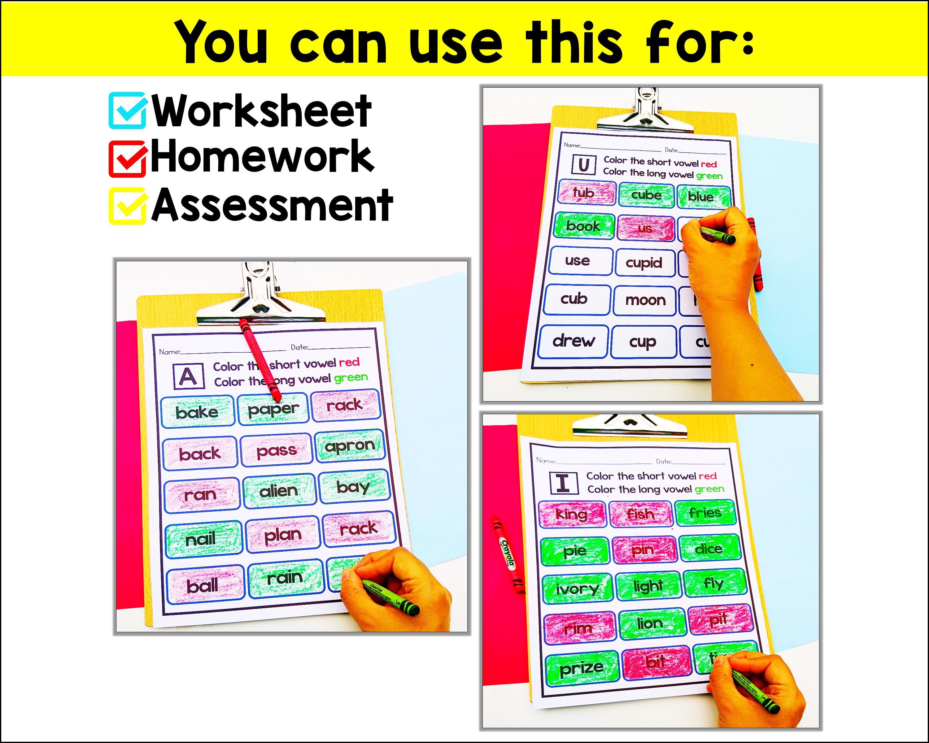 Short Vowel and Long Vowel Word Hunt - Etsy