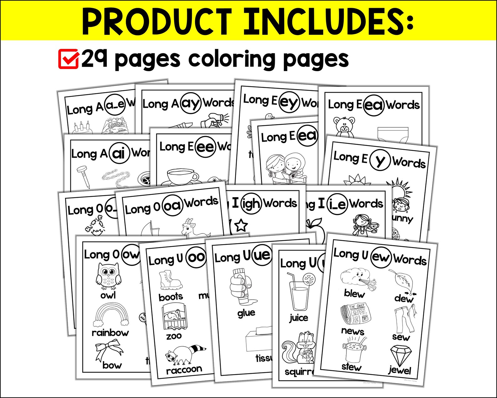 Long Vowel Coloring Pages - Etsy