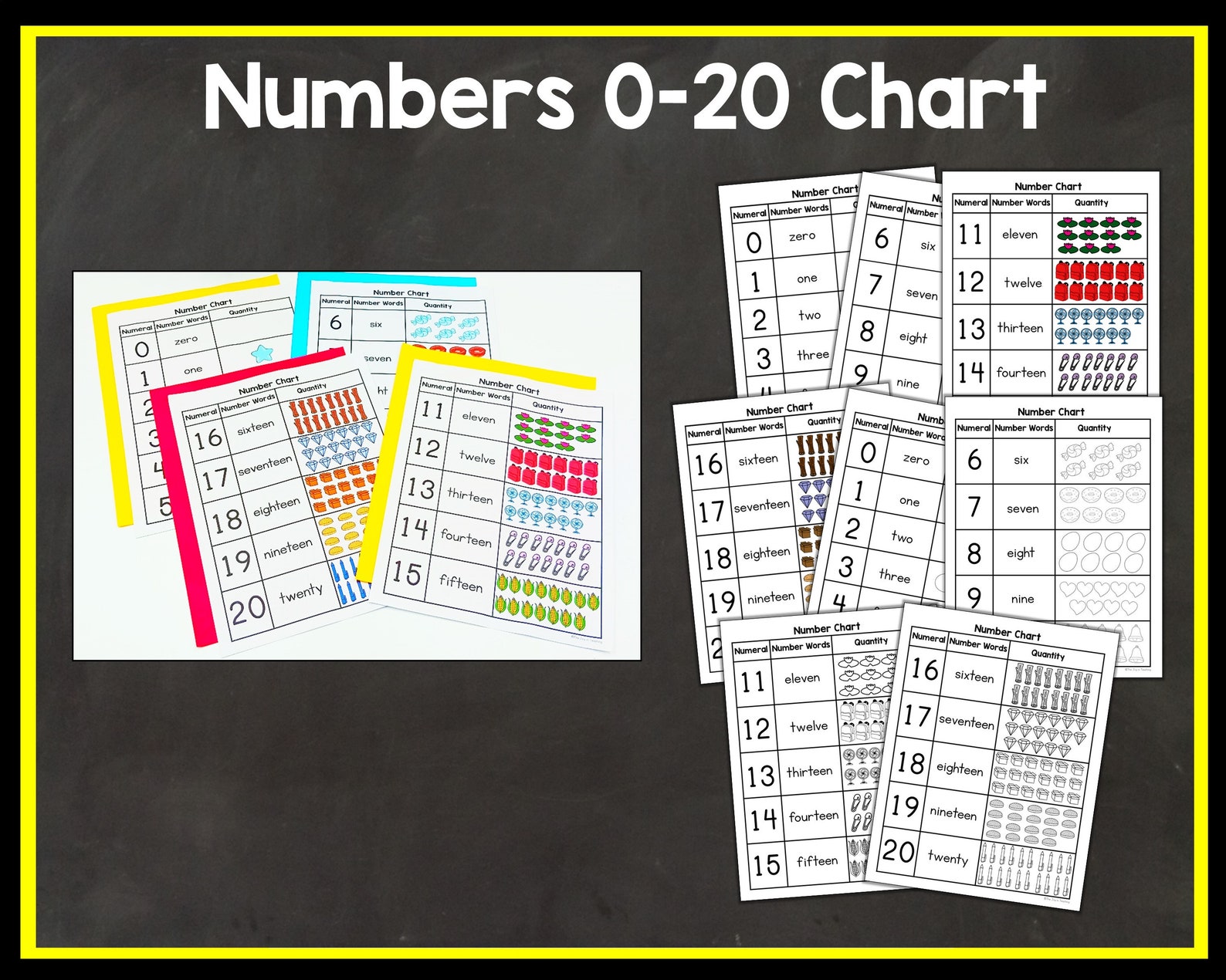 Numbers 0-20 Recognition, Counting, and Ordering Worksheet - Etsy