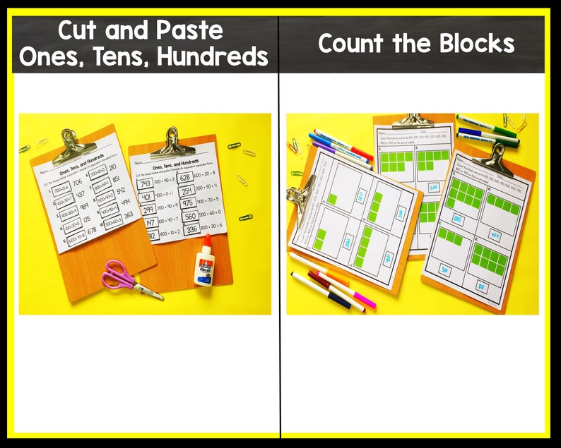 Place Value Ones, Tens, and Hundreds Worksheet - Etsy