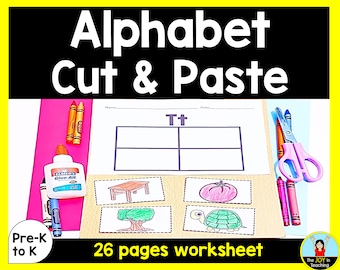 Beginning Sounds Worksheets - Cut and Paste Alphabet Letter Recognition ...
