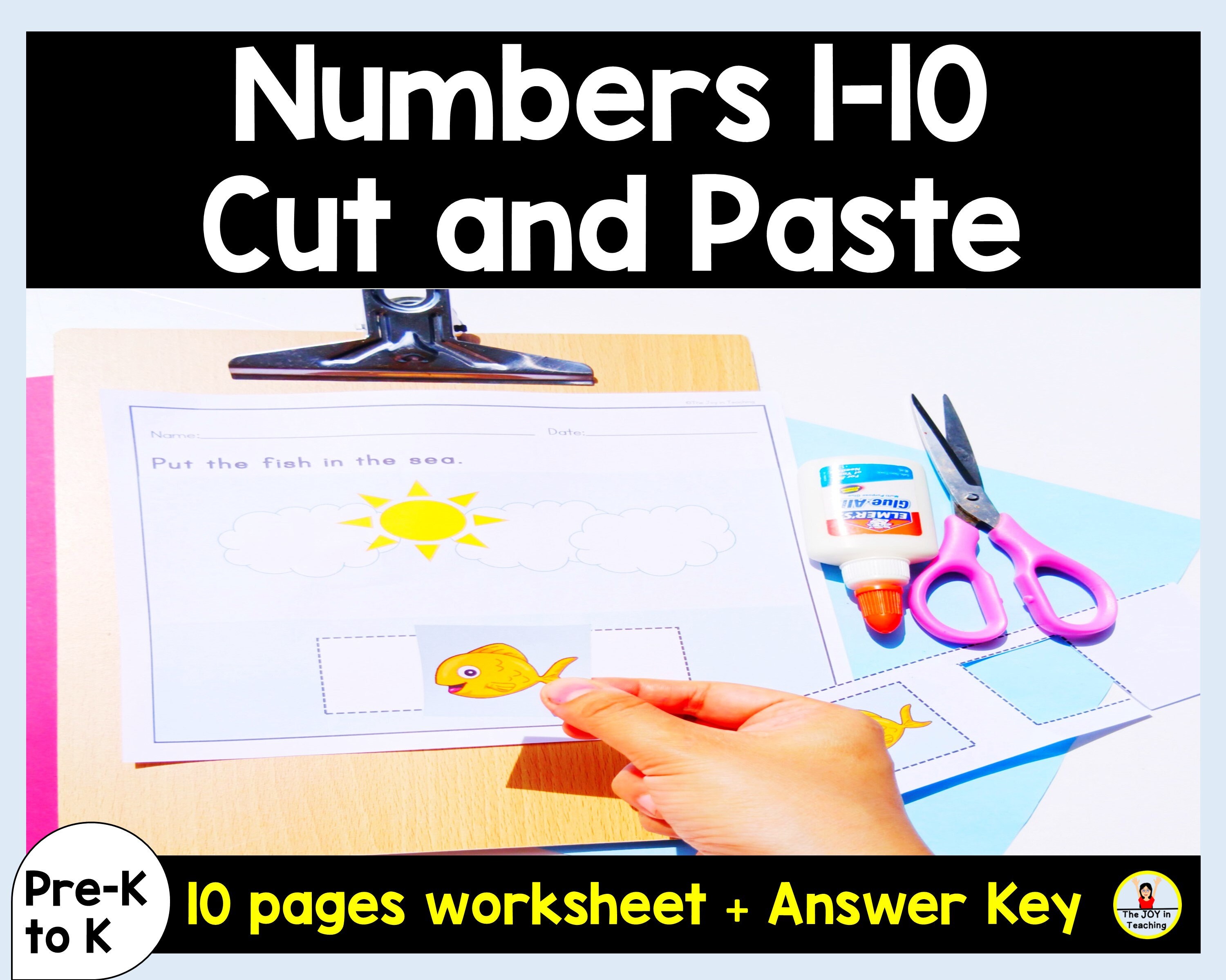 Numbers 1-10 Cut and Paste-number Counting Printable - Etsy