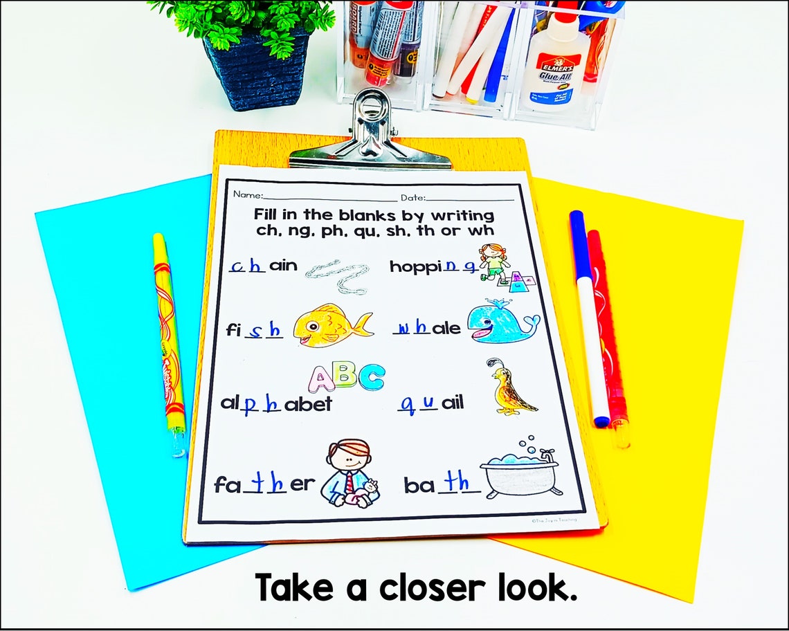 Digraph Worksheet: Reading and Syllable Filling (PDF) - Etsy