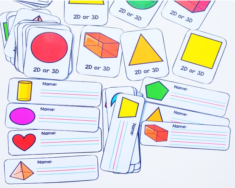 2D and 3D Shapes Task Cards - Etsy