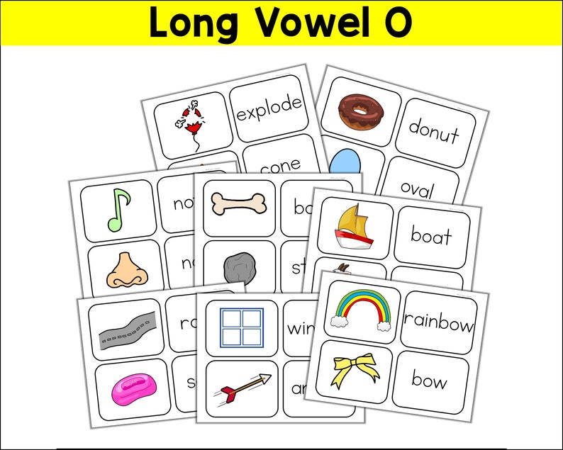 Long Vowel Word and Picture Flashcards - Etsy