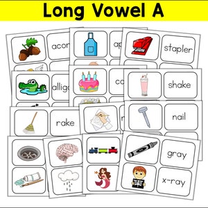 Long Vowel Word and Picture Flashcards - Etsy