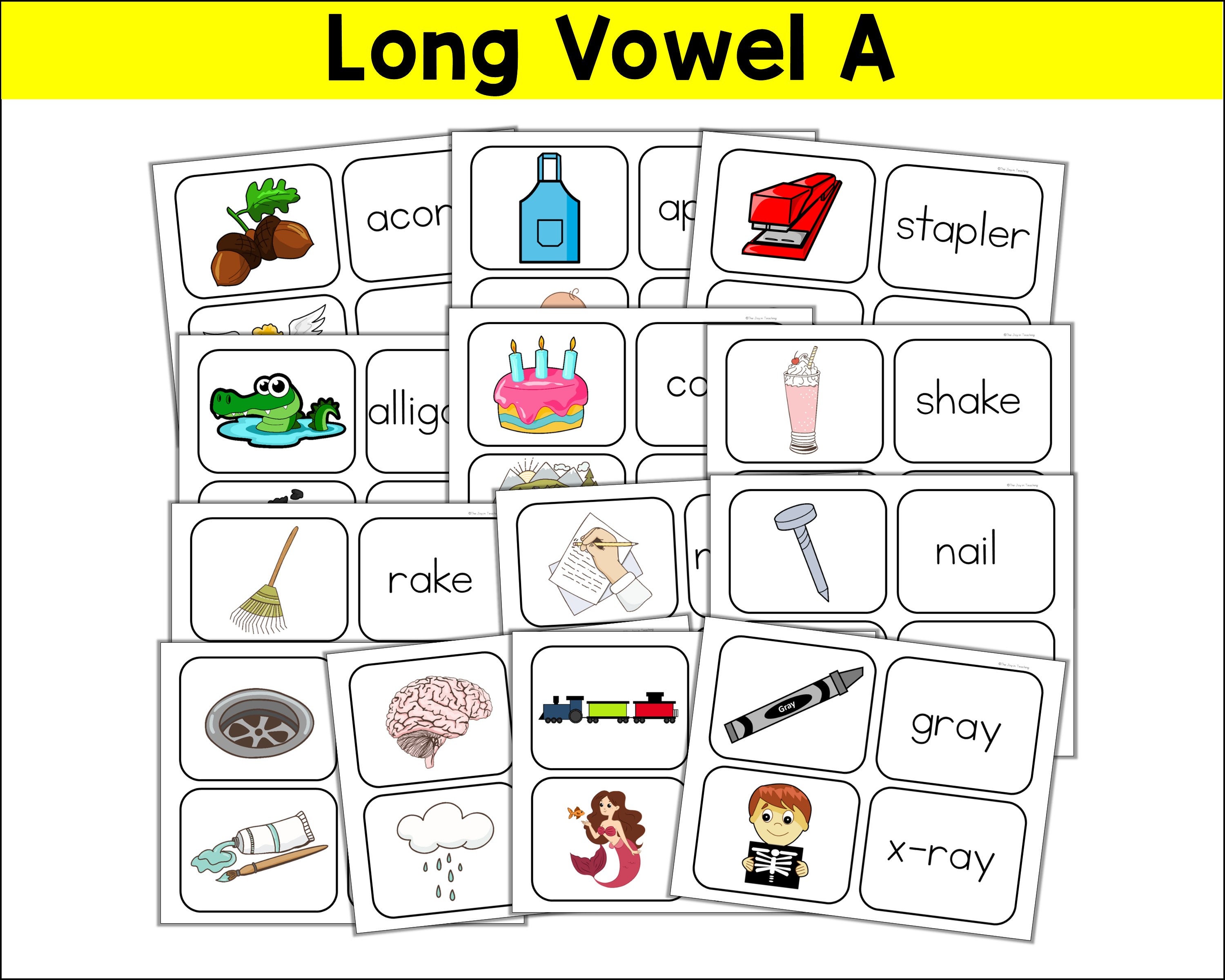 Long Vowel Word and Picture Flashcards - Etsy