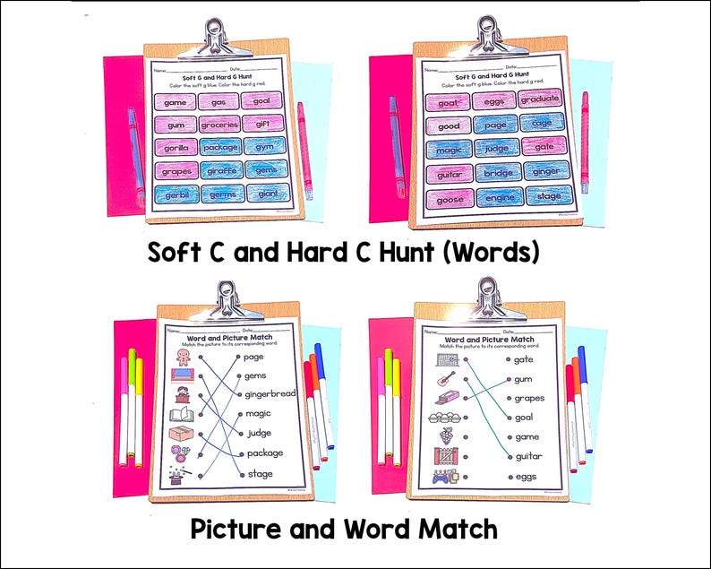 Soft and Hard G Worksheet - Etsy