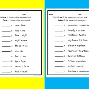Comparing Numbers 0-20 Worksheet - Etsy