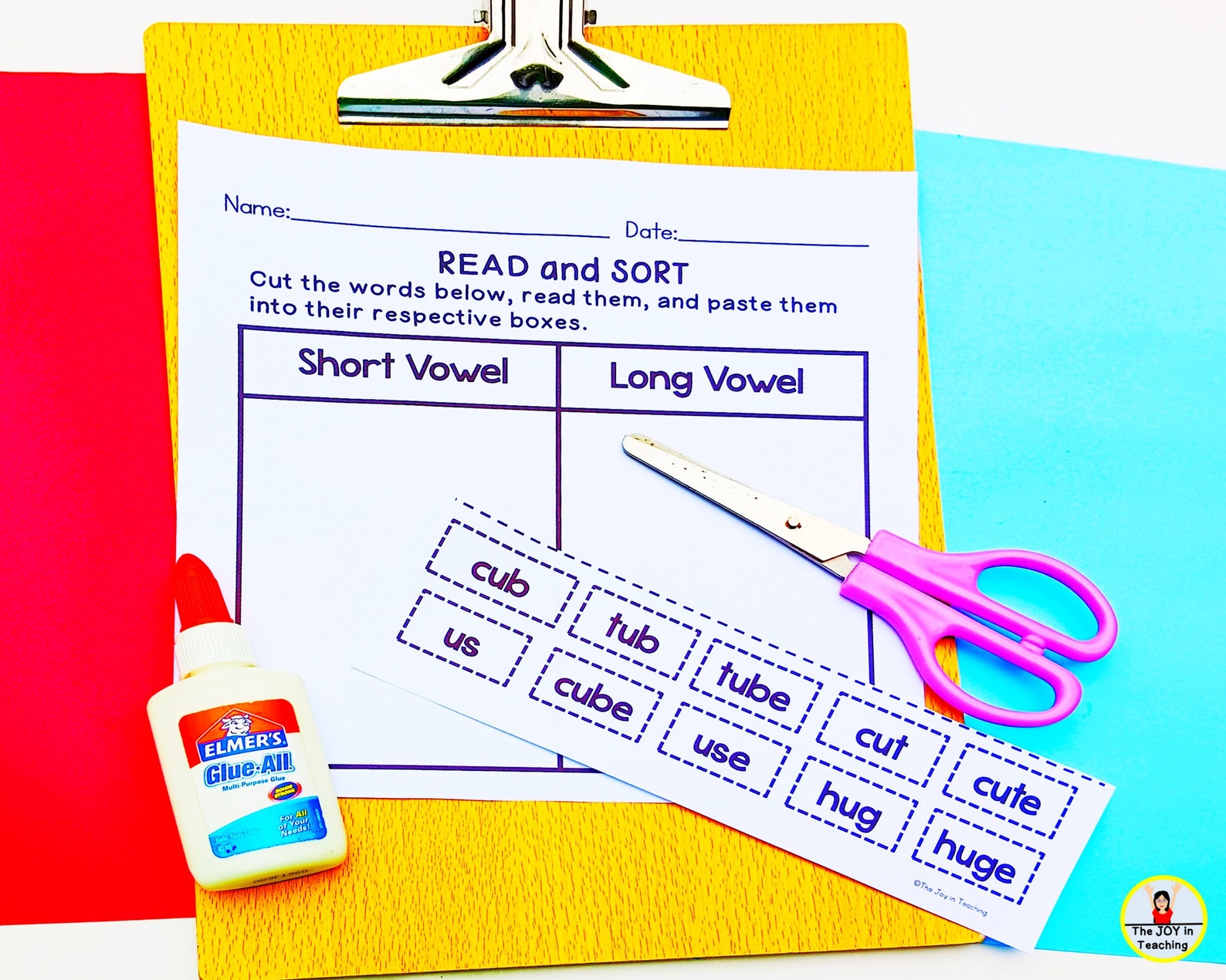 Short and Long Vowel Cut and Paste Worksheet - Etsy