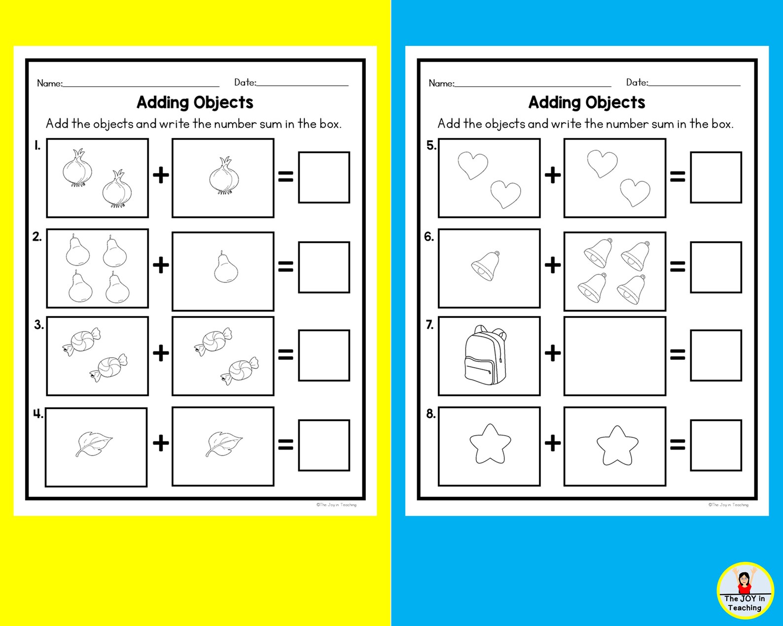 Addition Numbers 1-10 Worksheet | Etsy