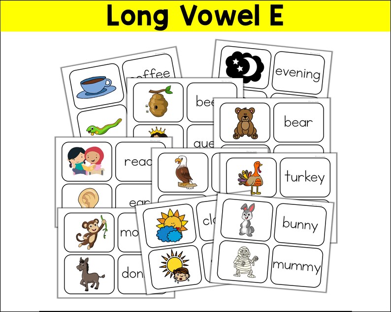 Long Vowel Word and Picture Flashcards - Etsy