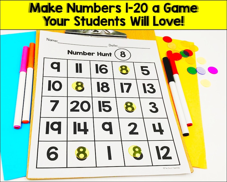 Number Bingo 1-20 Worksheet - Etsy
