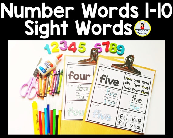 Number Words 1-10 Sight Words Worksheet-sight Words Fluency | Etsy