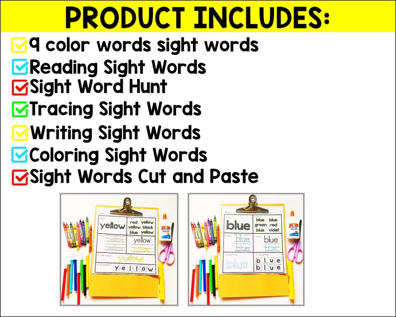 Color Sight Words Worksheet - Sight Words Fluency Printable - Etsy