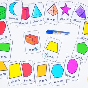 2D and 3D Shapes Task Cards (Instant Download) - Etsy