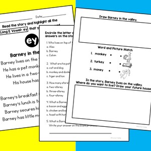 Long Vowel E Reading Comprehension Passage - Etsy