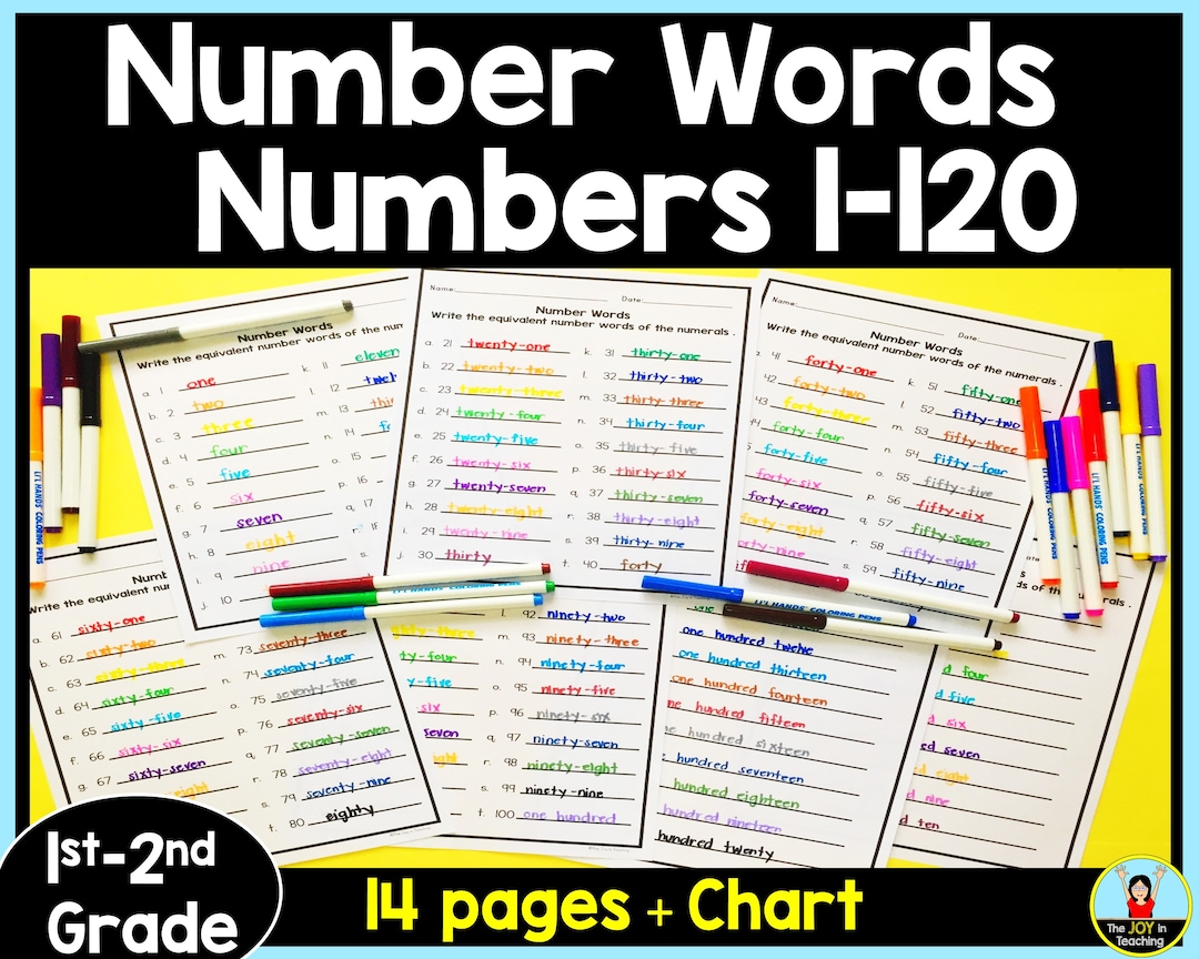 Number Words Numbers 1-120 Worksheet - Etsy