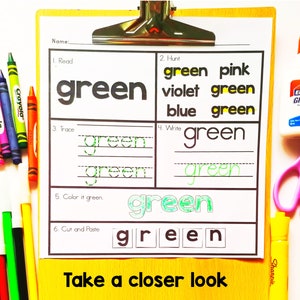 Color Sight Words Worksheet - Sight Words Fluency Printable - Etsy