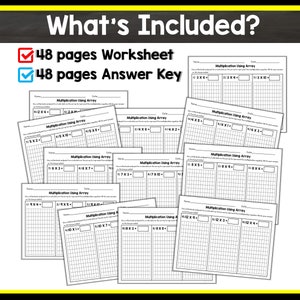 Multiplication Using Array Worksheet - Etsy