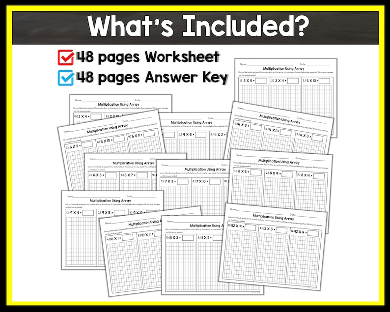 Multiplication Using Array Worksheet - Etsy