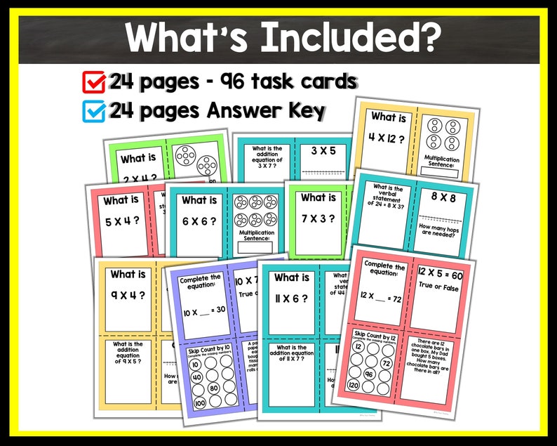 Multiplication 1-12 Task Cards - Etsy