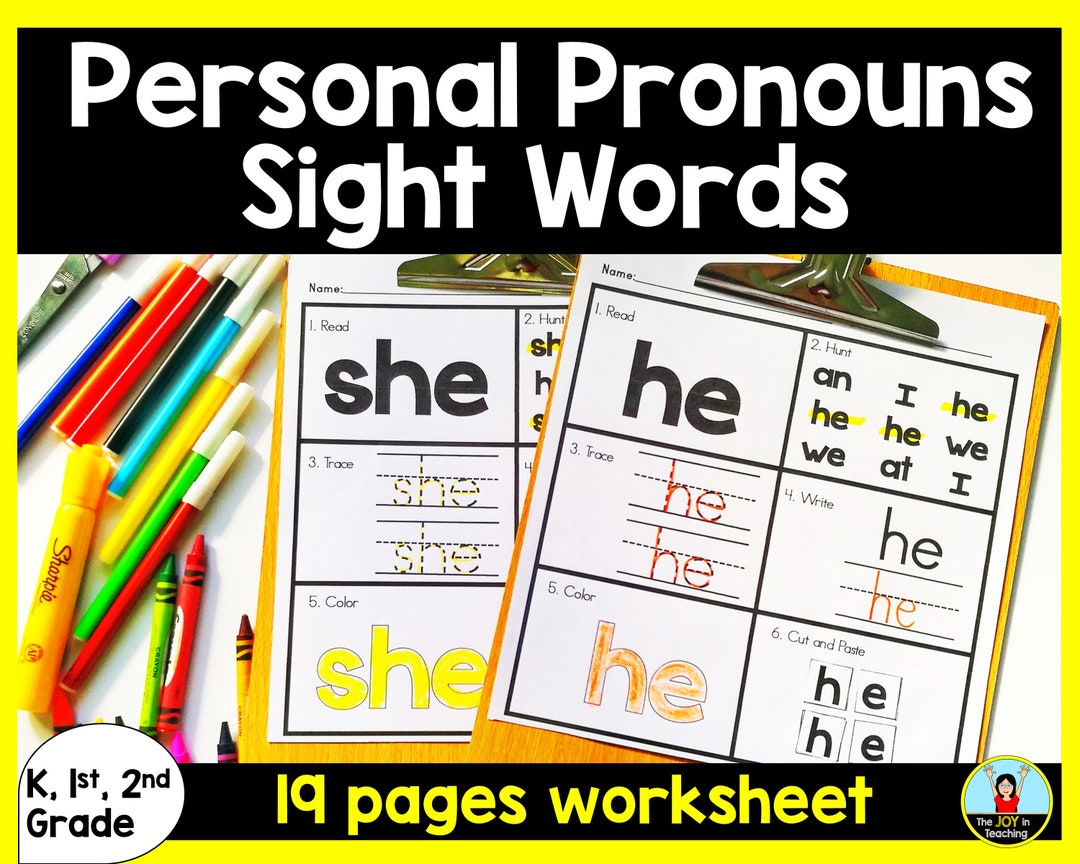 Personal Pronouns Sight Words Worksheet - Sight Words Fluency Printable ...