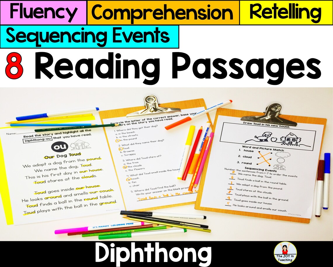 Diphthong Reading Comprehension Passage - Etsy