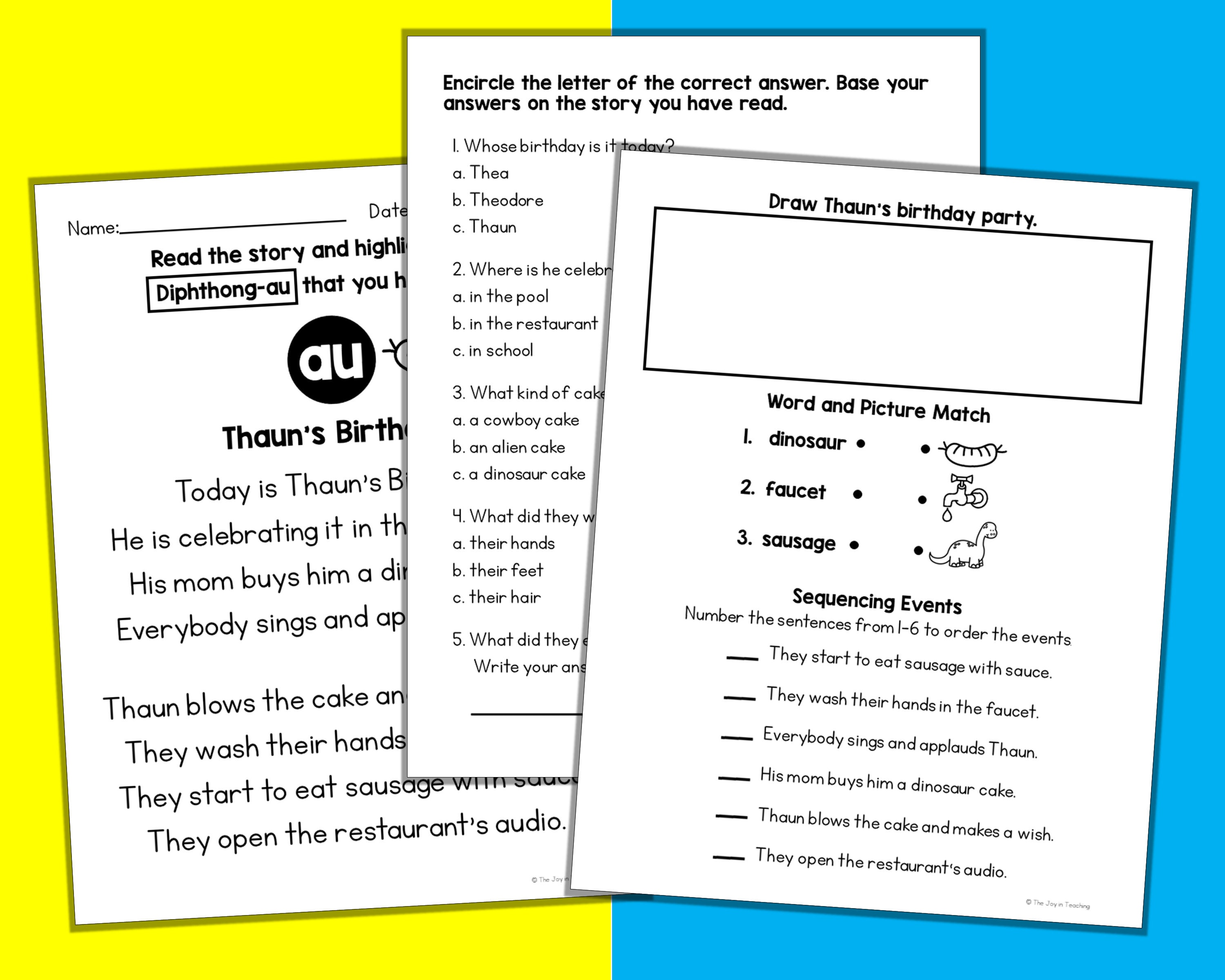 Diphthong Reading Comprehension Passage - Etsy