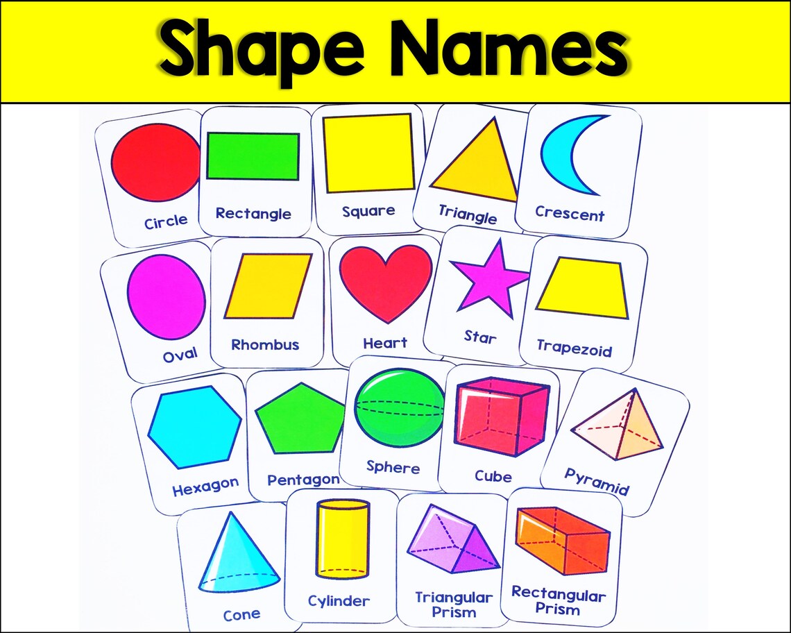 2D and 3D Shapes Flashcards - Etsy