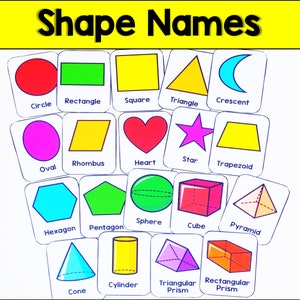 2D and 3D Shapes Flashcards - Etsy