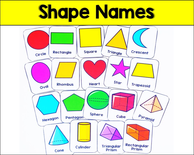 2D and 3D Shapes Flashcards - Etsy