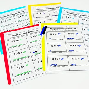 Multiplication Using Number Line Worksheet - Etsy
