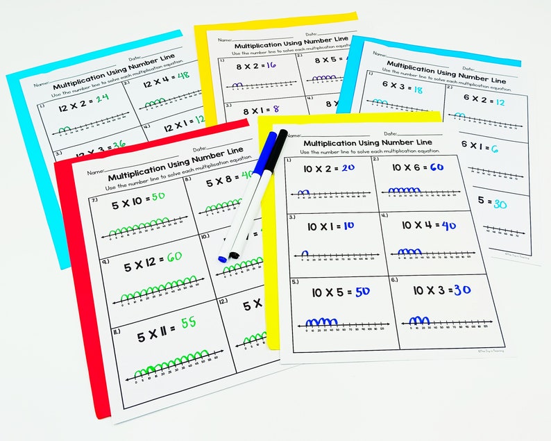 Multiplication Using Number Line Worksheet - Etsy