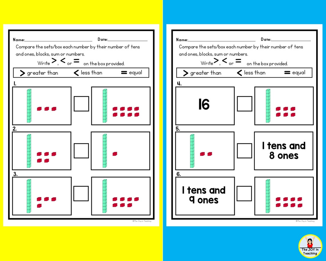 Place Value 11-19 Ones and Tens Base Ten Worksheet - Etsy