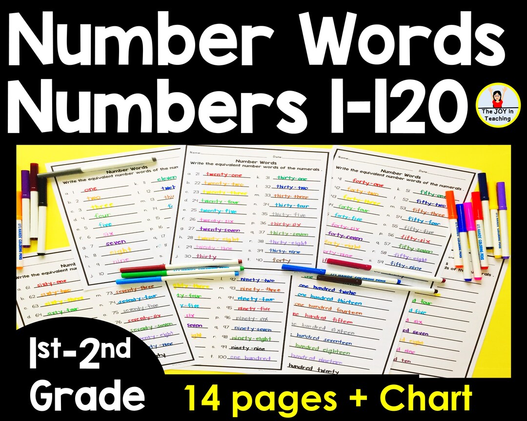 Number Words Numbers 1-120 Worksheet - Etsy