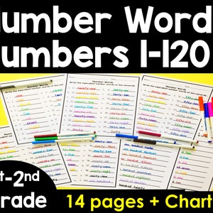 Number Words Numbers 1-120 Worksheet - Etsy