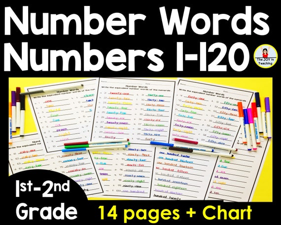 Number Words Numbers 1-120 Worksheet - Etsy