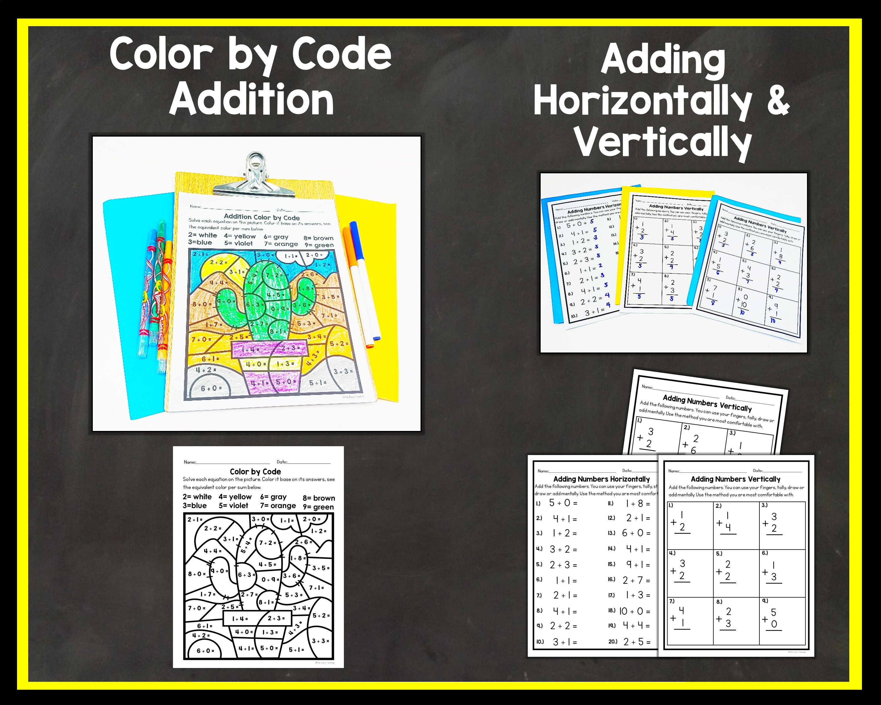 Addition Numbers 1-10 Worksheet - Etsy