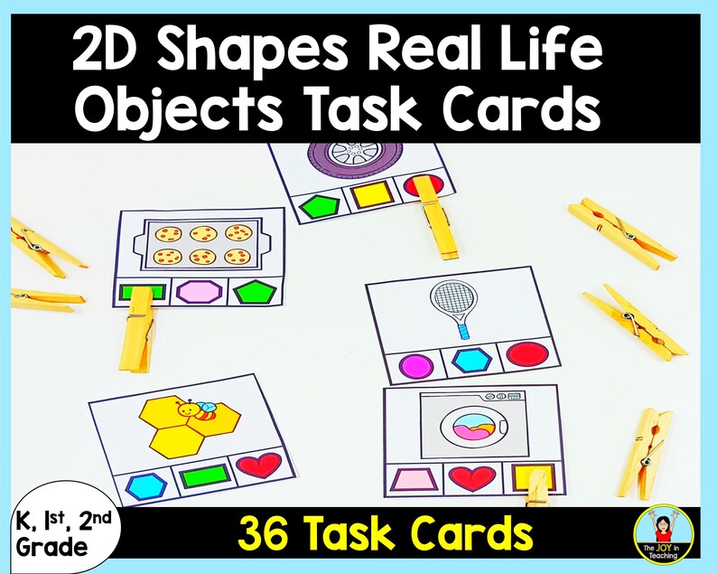 2D Shapes Real Life Objects Task Cards - Etsy