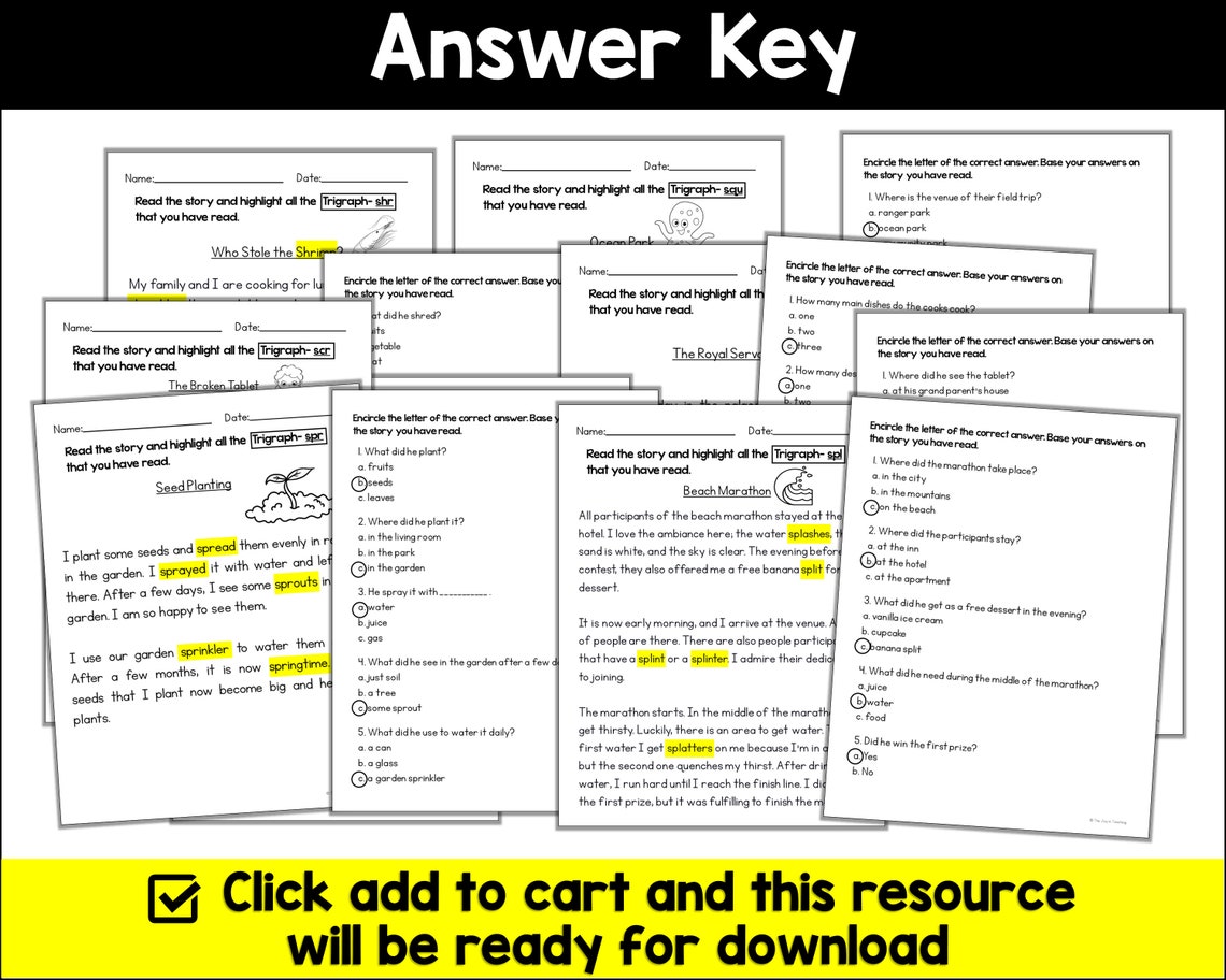 Trigraph Reading Comprehension Passage - Etsy