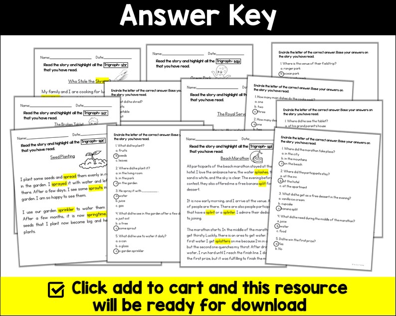 Trigraph Reading Comprehension Passage - Etsy