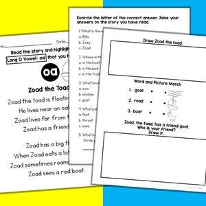 Long Vowel O Reading Comprehension Passage - Etsy