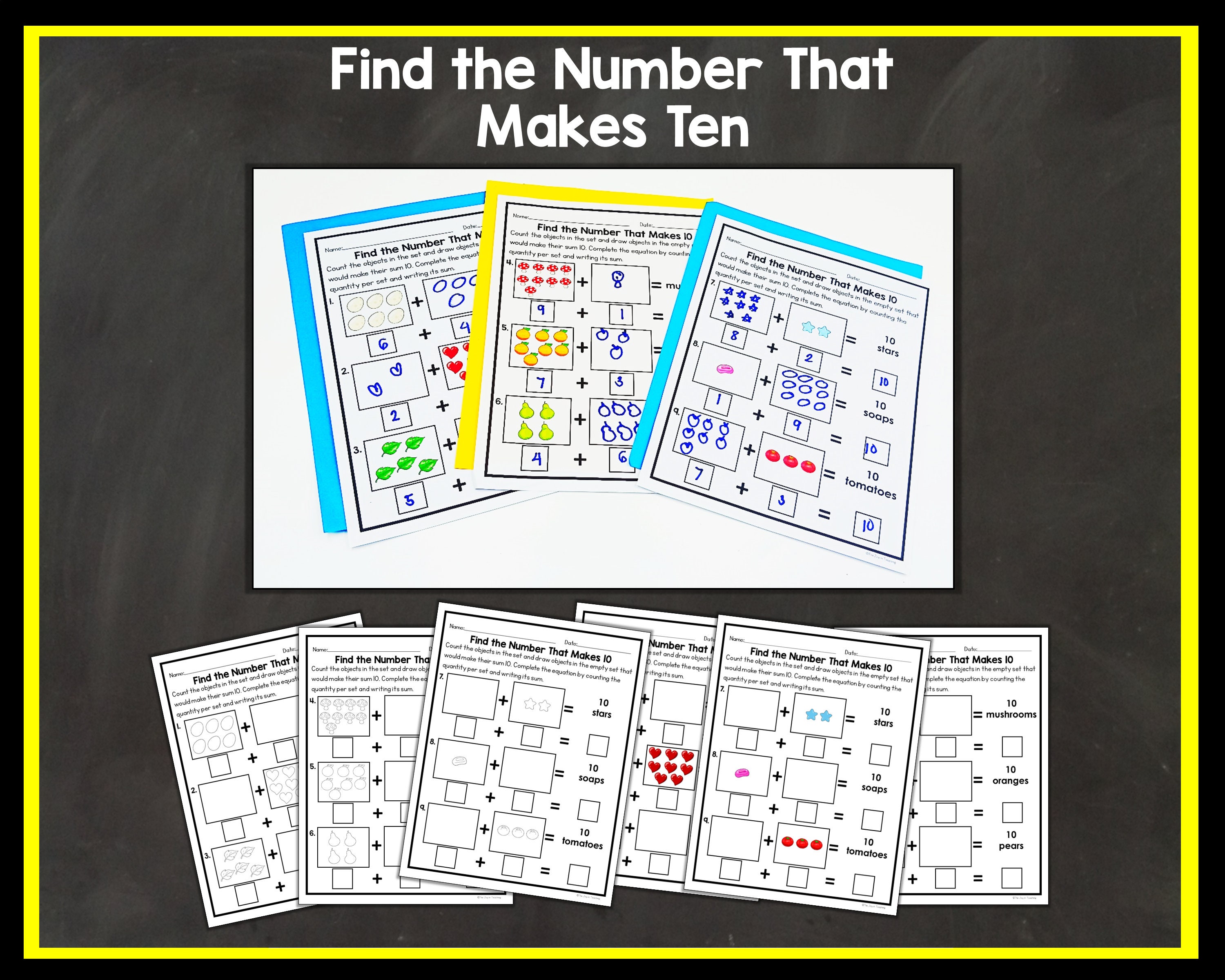 Addition Numbers 1-10 Worksheet - Etsy