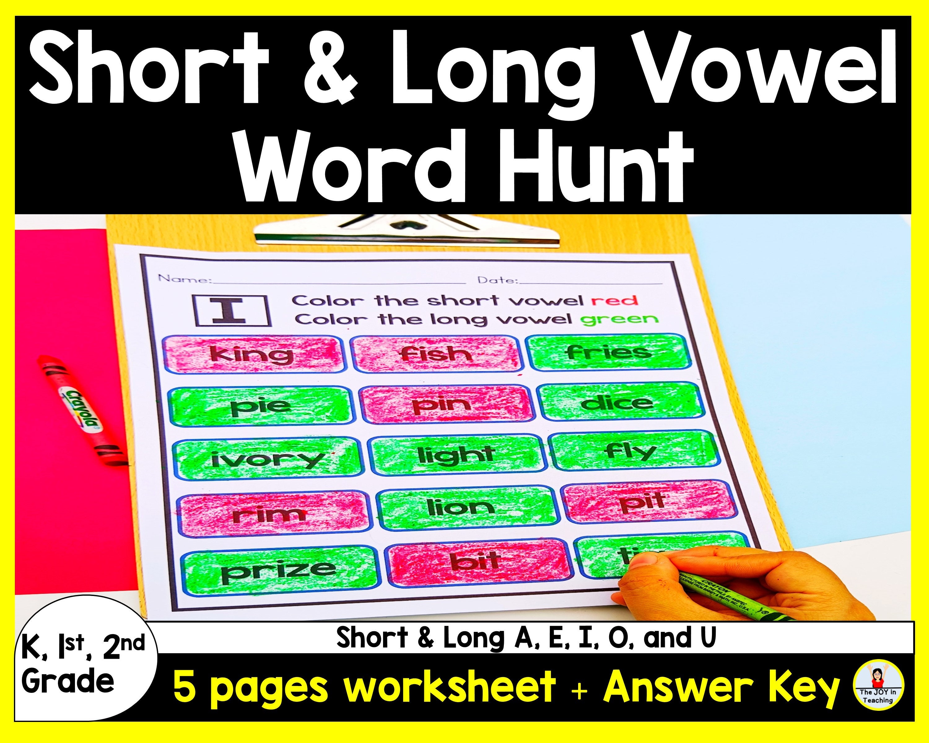 Short Vowel and Long Vowel Word Hunt - Etsy