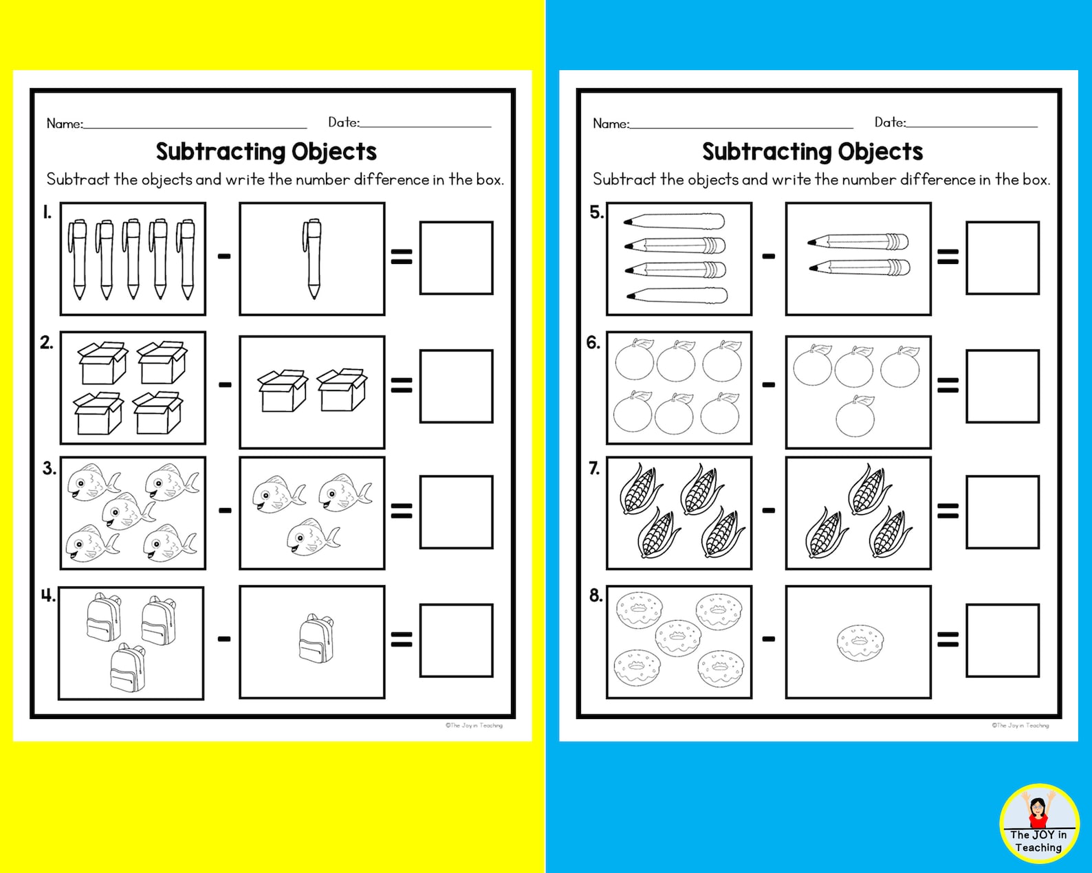 Subtraction Numbers 1-10 Worksheet - Etsy