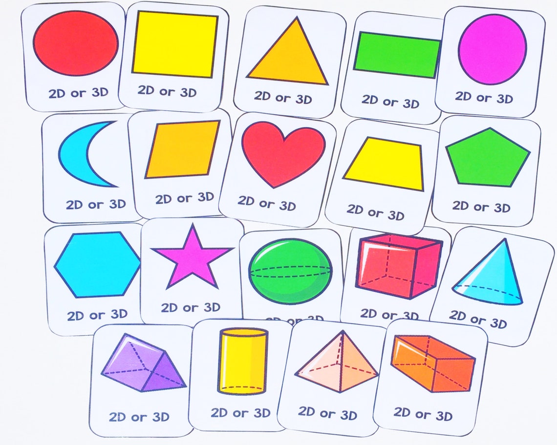 2D and 3D Shapes Task Cards - Etsy