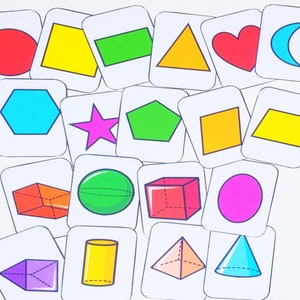 2D and 3D Shapes Flashcards - Etsy