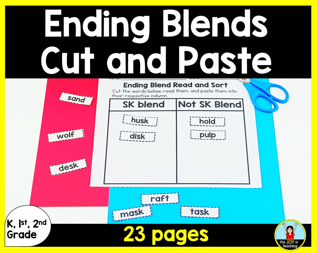 Ending Blends Cut and Paste Sorting Activity - Etsy